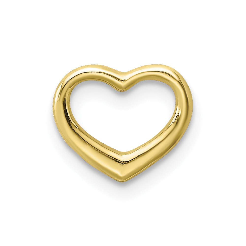 10K Yellow Gold Small Charm Pendant, Mini Floating Heart, High Polish