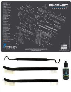 keltec pmr30 edog cerus gear schematic (exploded view) heavy duty pistol cleaning 12x17 padded gun-work surface protector mats solvent & oil resistant & 3 pc cleaning essentials & clenzoil