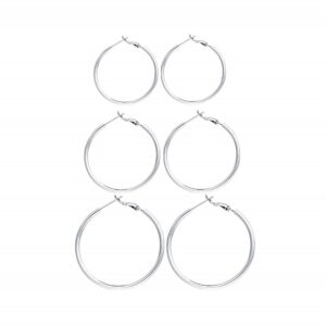 3 pairs silver hoop earrings-s925 sterling silver hypoallergenic large hoop earrings for women valentine's day gift 30mm/40mm/50mm