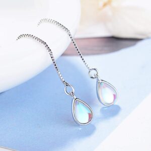 Elegant 925 Sterling Silver Drop Earrings Colorful Droplet Dangle Threader Earrings For Women