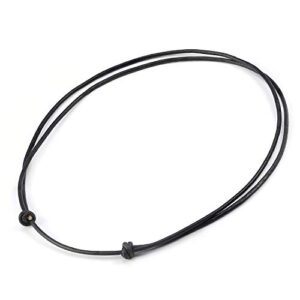 potessa black leather cord choker necklace double knotted adjustable necklace minimalist jewelry for women men unisex