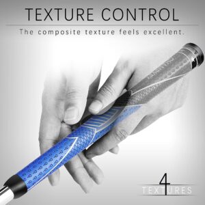 CHAMPKEY Comfortable Polyurethane Golf Grips 13 Pack - Multi Texture Control Golf Club Grips - Come with Full Repair Kits（Blue，Standard）