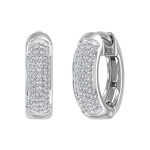 10k white gold round diamond ladies huggies hoop earrings (1/4 carat) (i1-i2 clarity)