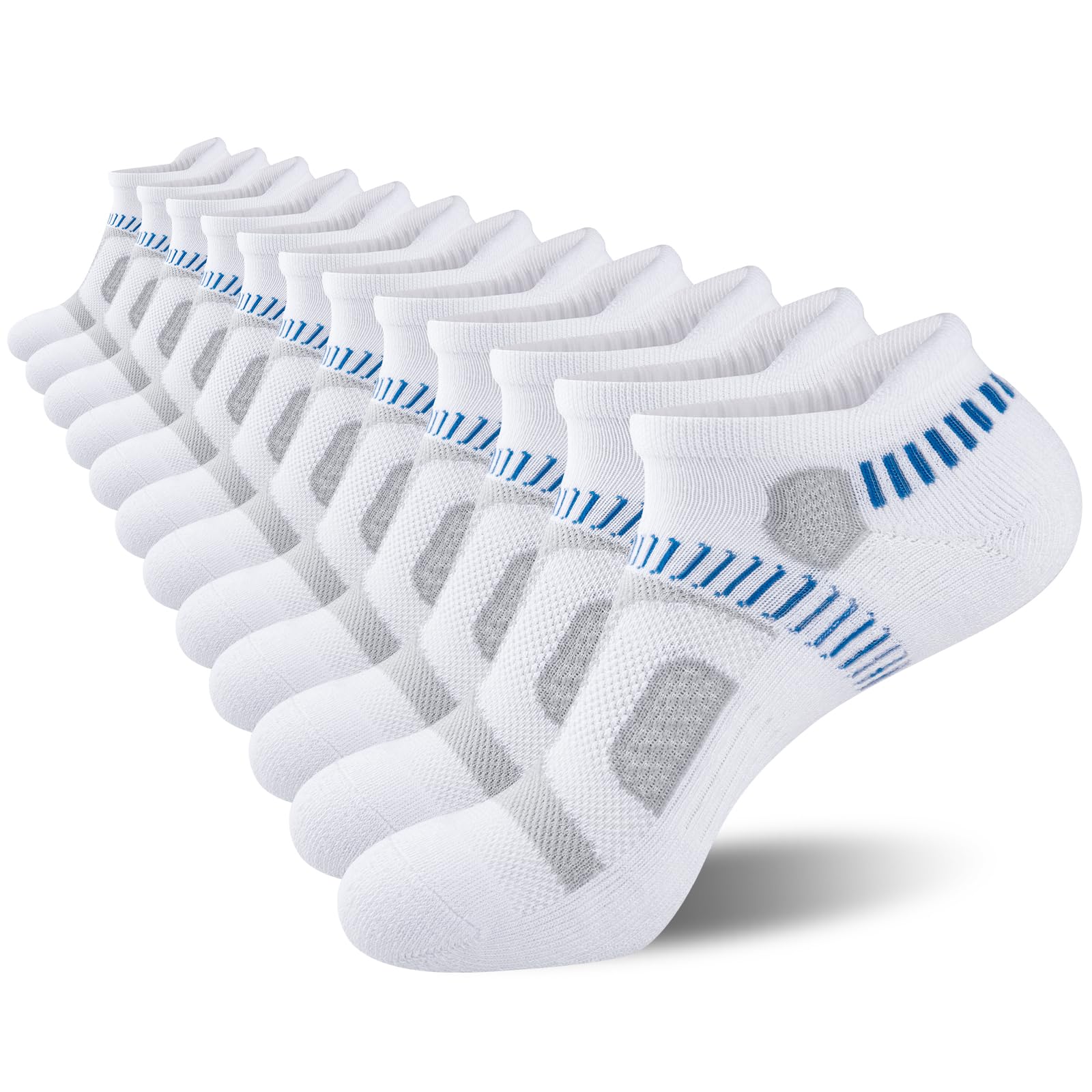 Heatuff Mens Athletic Ankle Socks Moisture Wicking Cushion Running Low Cut Sock 6 Pack