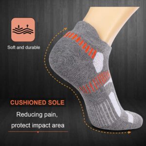 Heatuff Mens Athletic Ankle Socks Moisture Wicking Cushion Running Low Cut Sock 6 Pack