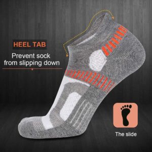 Heatuff Mens Athletic Ankle Socks Moisture Wicking Cushion Running Low Cut Sock 6 Pack