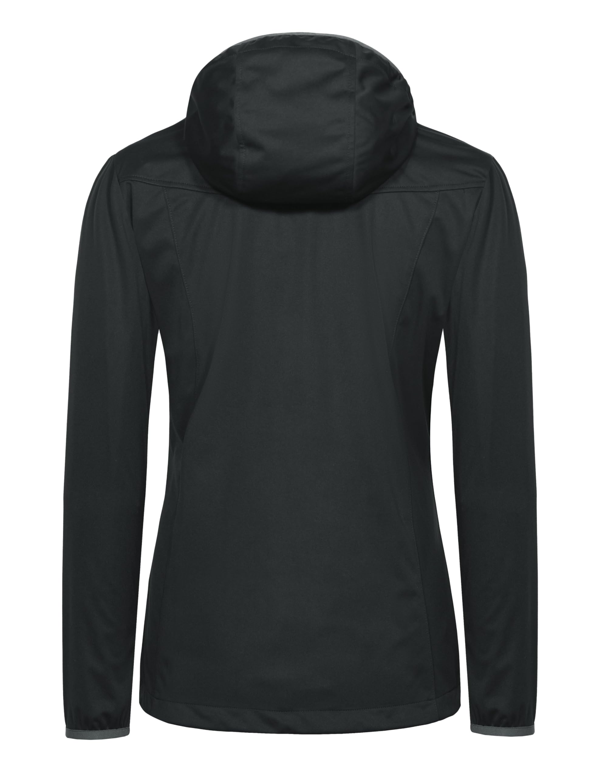 Little Donkey Andy Women's Lightweight Hooded Softshell Jacket for Running Travel Hiking, Windproof, Water Repellent Black Size L