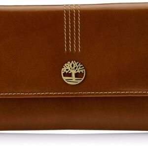 Timberland Women's Leather RFID Flap Wallet Clutch Organizer, Cognac (Buff Apache), One Size