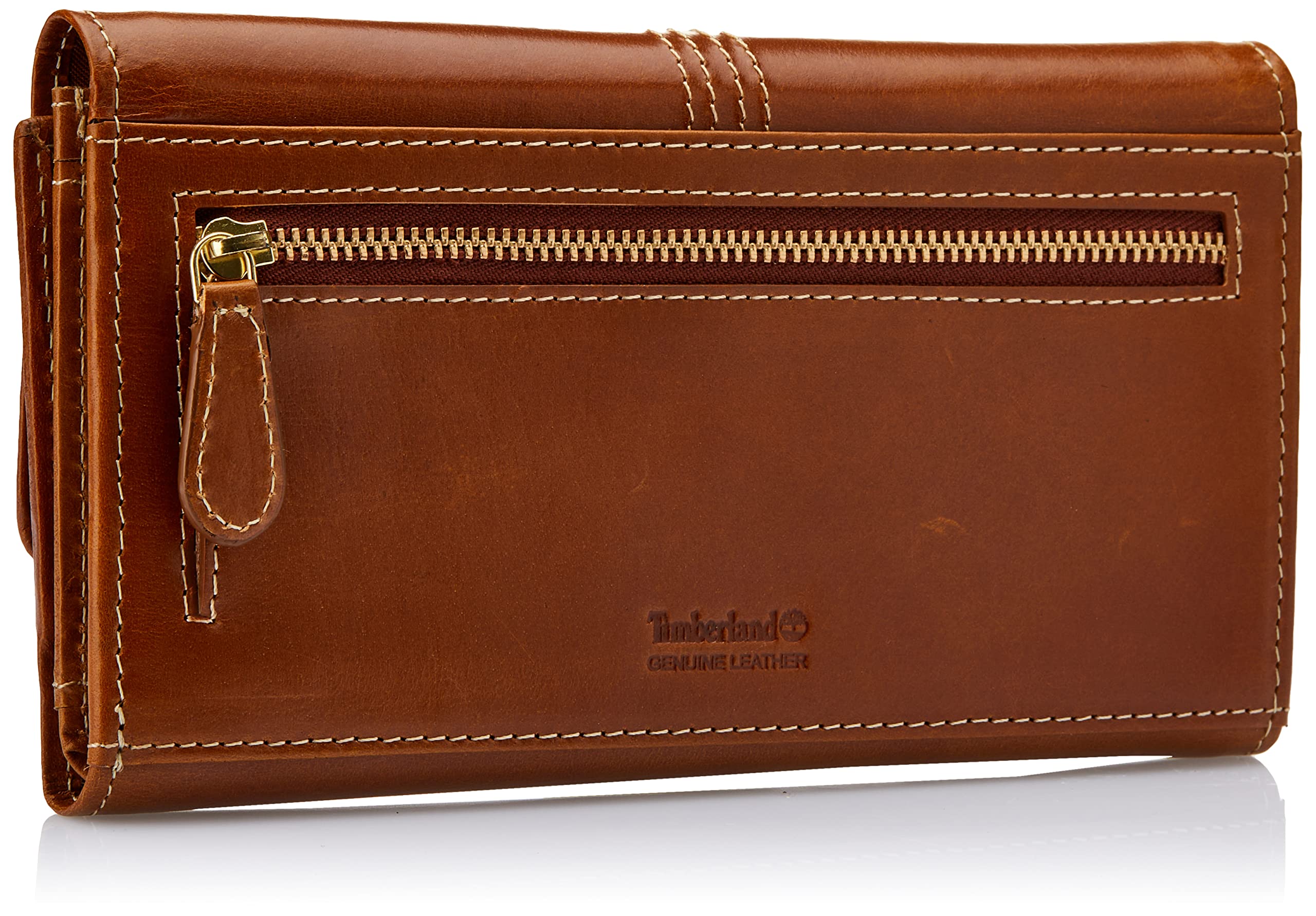 Timberland Women's Leather RFID Flap Wallet Clutch Organizer, Cognac (Buff Apache), One Size