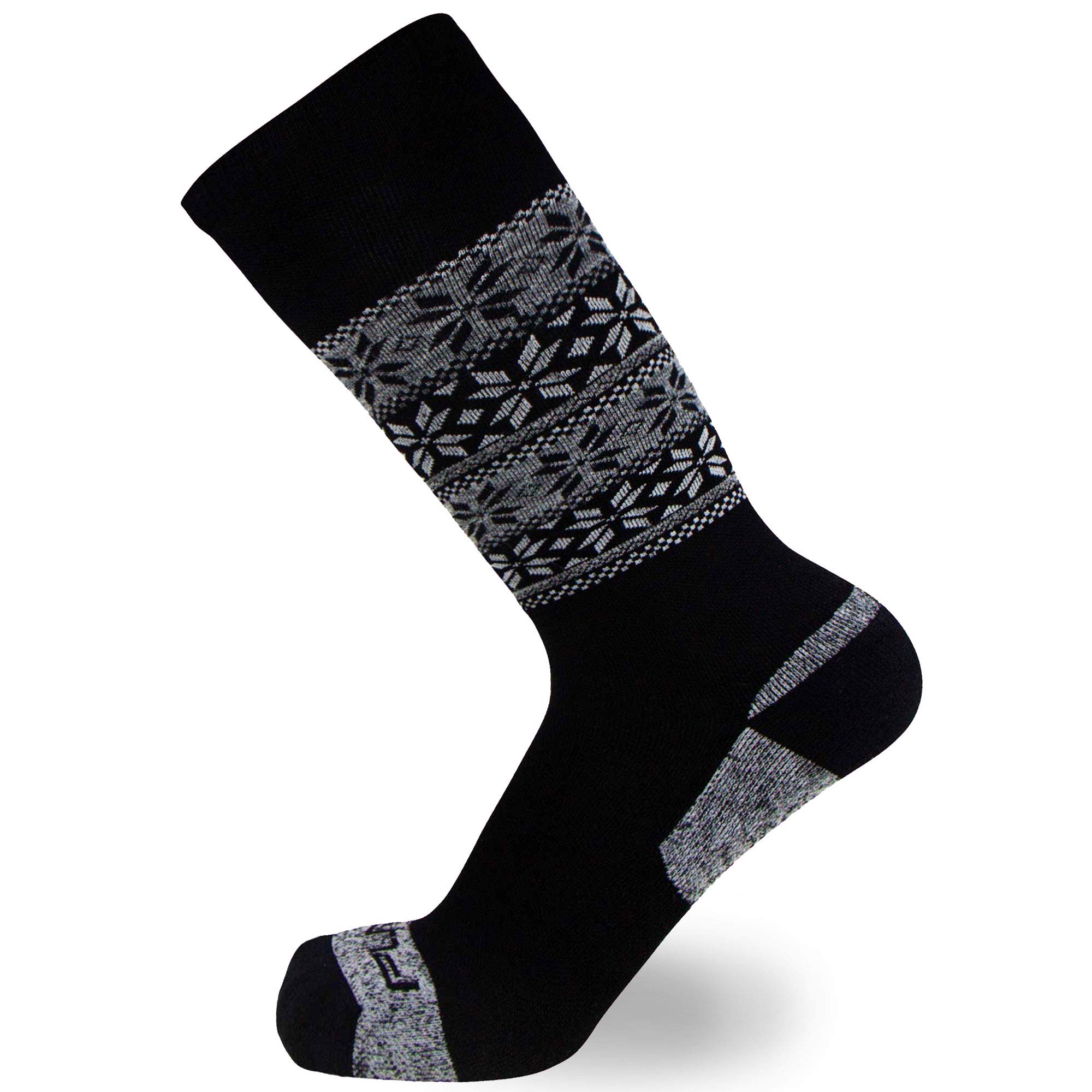 Pure Athlete Kids Alpaca Ski Socks - Warm Wool Ski Sock for Boys and Girls - Skiing, Snowboarding (1 Pair - Black, XS/S)