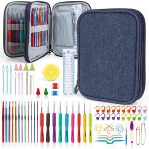 katech 85-piece crochet hooks set, crochet hook kit with storage case, ergonomic knitting needles weave yarn kits diy hand knitting craft art tool for beginners and experienced crochet lovers