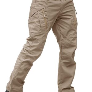 TACVASEN Hiking Pants Lightweight Cargo Pants for Men 9 Pockets Tactical Pants Water Resistant Quick Dry Work Pants for Men Construction Stretch Outdoor Khaki 40