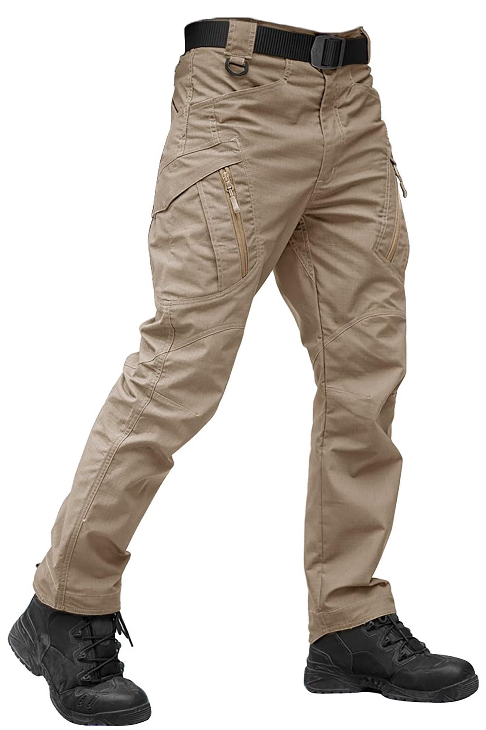 TACVASEN Hiking Pants Lightweight Cargo Pants for Men 9 Pockets Tactical Pants Water Resistant Quick Dry Work Pants for Men Construction Stretch Outdoor Khaki 40