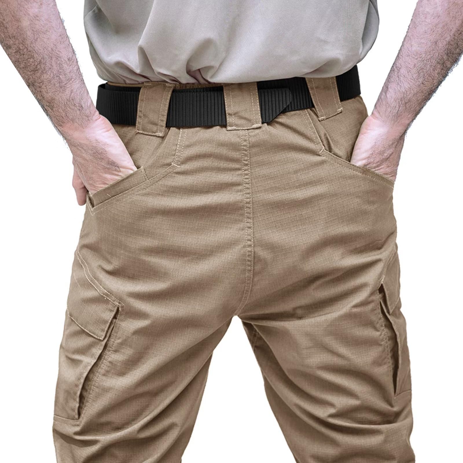 TACVASEN Hiking Pants Lightweight Cargo Pants for Men 9 Pockets Tactical Pants Water Resistant Quick Dry Work Pants for Men Construction Stretch Outdoor Khaki 40