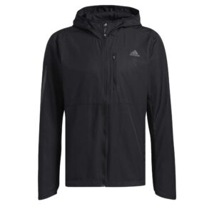 adidas men's own the run hooded jacket, black, medium