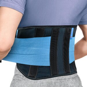 waist back support belt for women men,timtakbo lower back brace lumbar support for lower back pain relief,adjustable flexible sport girdle waist support belt(black/blue,s/m fit belly 23.5"-31.5")