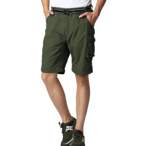 JOMLUN Boys Hiking Pants Kids Cargo Outdoor Casual Camping Pants Quick Dry Convertible Zip Off Trousers Army Green