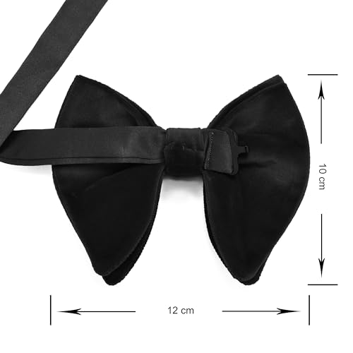 GUSLESON Solid Black Bow Ties For Men Velvet Pre-tied Bowtie and Pocket Square Cufflink Sets Adult Gifts (0571-18)