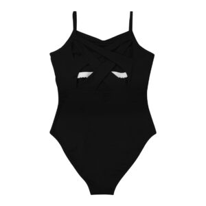 YONGHS Women's Criss Cross Back Camisole Ballet Dance Leotard Strappy Bodysuit Sleeveless Dancewear Black Medium