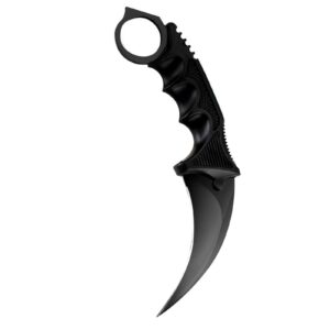 topoint karambit knife, stainless steel fixed blade knife with sheath and cord knife cs-go for hunting camping and field survival (black)