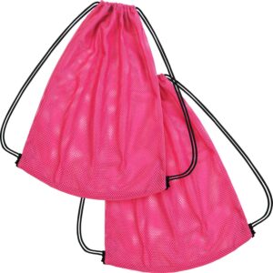 frienda mesh drawstring backpack bag multifunction mesh bag for swimming, gym, clothes (fluorescent pink)