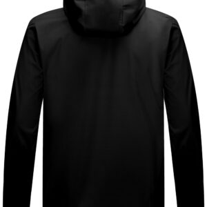 Little Donkey Andy Men's Lightweight Hooded Softshell Jacket for Running Travel Hiking, Windproof, Water Repellent Black Size L