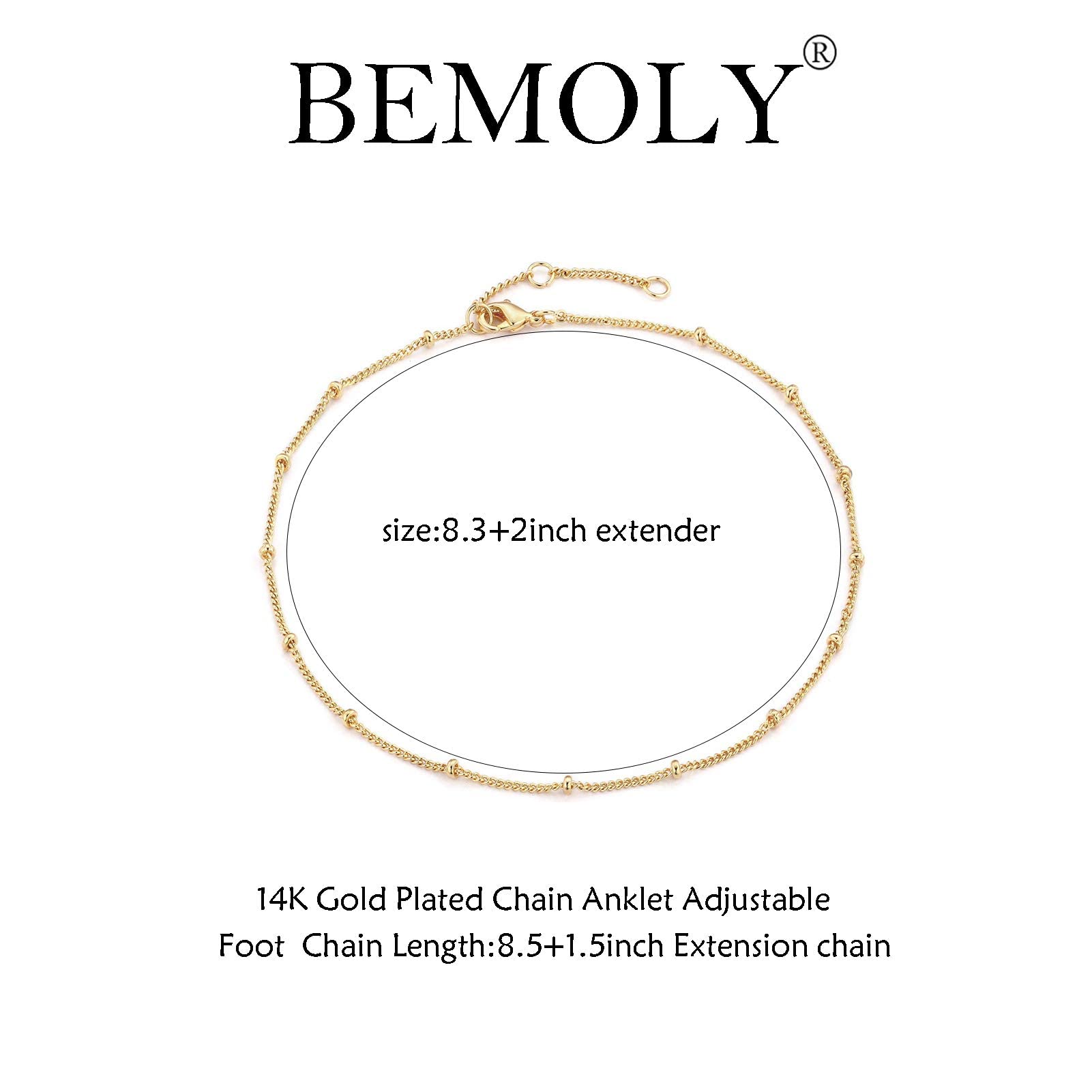 Women Dainty Anklet,14K Gold Plated Satellite Anklet Double Layered Cute Beads Chain Tassel Coin Disc Heart Summer Ankle Bracelet Boho Beach Foot Chain