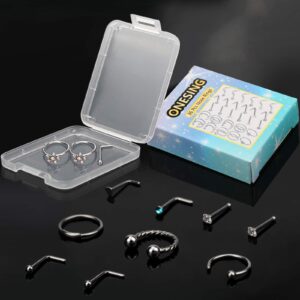 ONESING 36 Pcs Nose Rings for Women Nose Piercings Jewelry Nose Studs 20G Nose Rings Hoop Screw Stainless Steel for Women Men