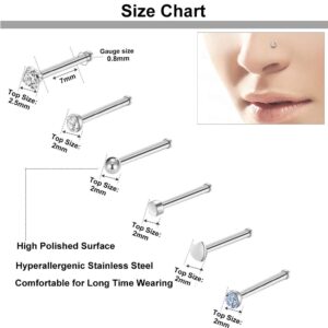 ONESING 36 Pcs Nose Rings for Women Nose Piercings Jewelry Nose Studs 20G Nose Rings Hoop Screw Stainless Steel for Women Men