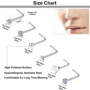 ONESING 36 Pcs Nose Rings for Women Nose Piercings Jewelry Nose Studs 20G Nose Rings Hoop Screw Stainless Steel for Women Men