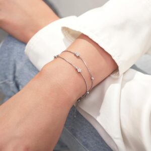 Layered Star Bracelets 925 Sterling Silver Star Bracelets for Women Double Chain Bracelets Friendship Bracelets Mother's Day Jewelry Gifts