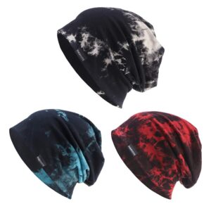 Wimdream Men Slouchy Beanie Hat Thin Baggy Summer Skull Cap (Black/Claret)