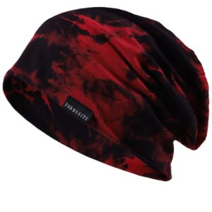 Wimdream Men Slouchy Beanie Hat Thin Baggy Summer Skull Cap (Black/Claret)