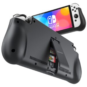 newdery external battery station for nintendo switch/switch oled, 10000mah backup charger case support pd quick charging with 2 extra game card slots adjustable kickstand for nintendo switch