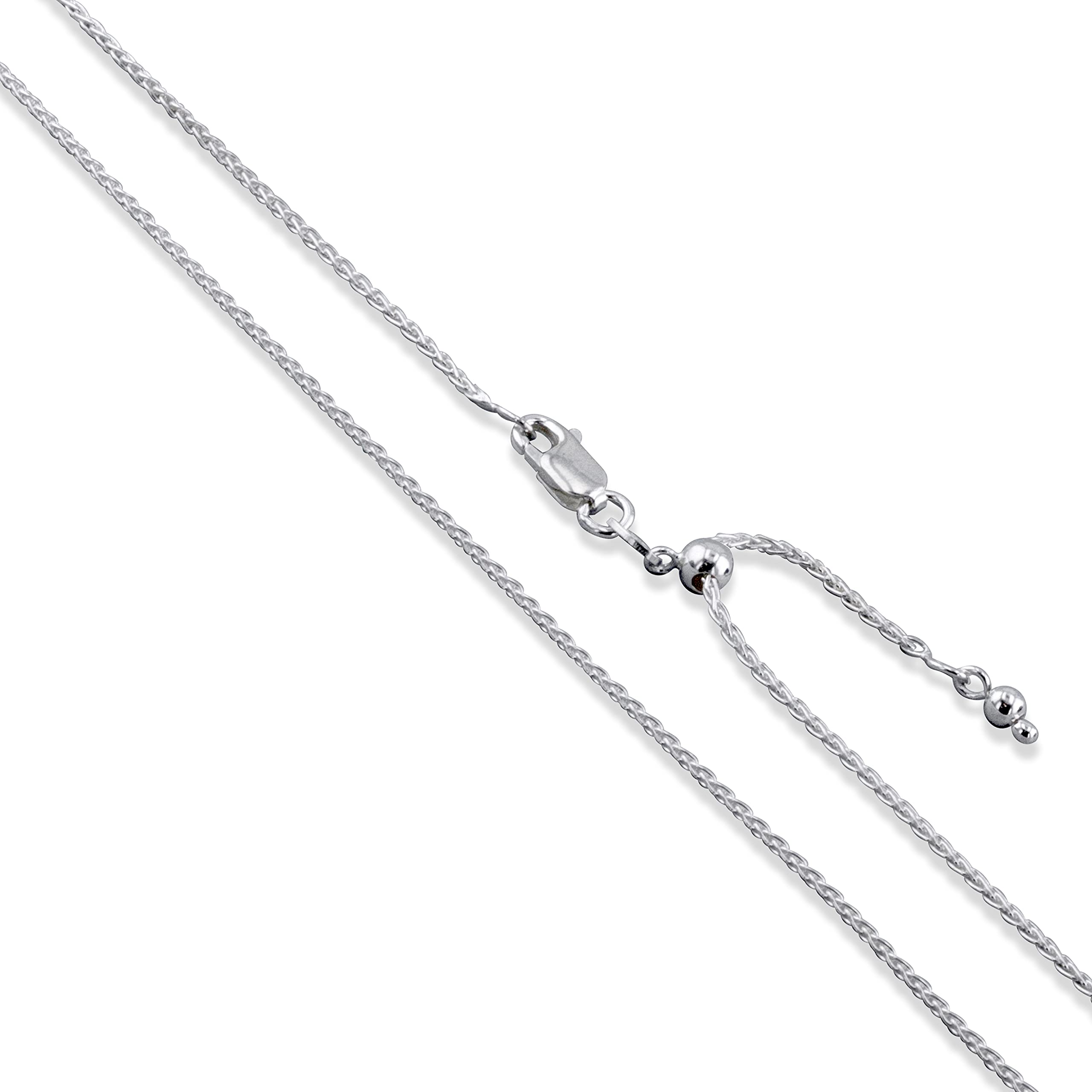 Sterling Silver Adjustable Wheat Chain 1.9mm Solid 925 Italy New Foxtail Spiga Necklace 30"