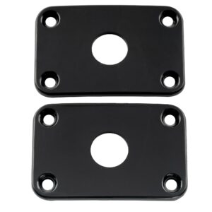 musiclily pro plastic curved jack plate rectangular jackplates for electric guitar, black (set of 2)