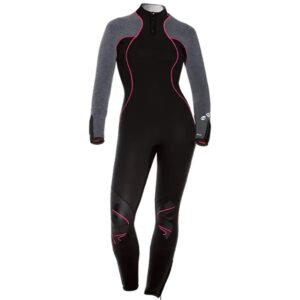 BARE 7MM Women's Nixie Ultra Full Wetsuit | Great for Scuba Diving | Comfortable Full Stretch Neoprene | Long Sleeve | Unique Omnired Material Woven into Fabric for Added Warmth | Grey Heather 08