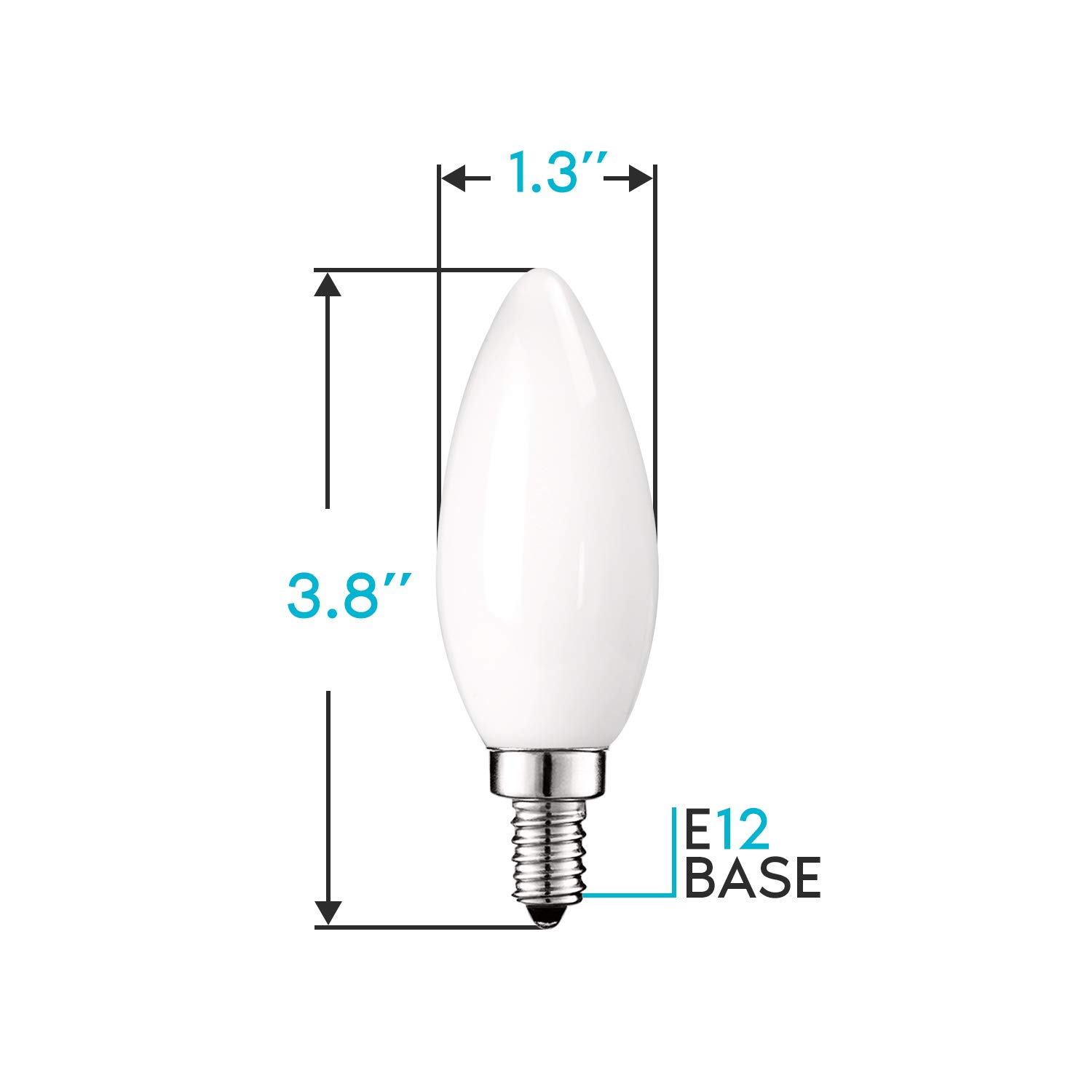 LUXRITE 5W Frosted E12 LED Bulb 60W Equivalent, 2700K Warm White, 450 Lumens, Dimmable Candelabra LED Bulbs, Torpedo Tip Glass, LED Candle Light Bulbs, UL Listed (6 Pack)