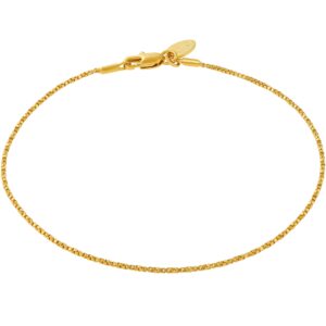 lifetime jewelry twisted box chain anklet for women and men 24k real gold plated (gold, 11)