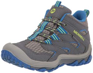 merrell chameleon 7 access mid wtrpf hiking boot, grey/blue, 11.5 us unisex little kid