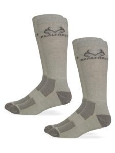 realtree men's standard ultra-dri casual crew socks 2 pack, khaki, large