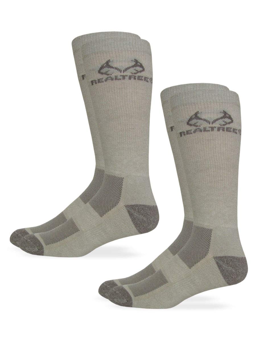 REALTREE Men's Standard Ultra-Dri Casual Crew Socks 2 Pack, Khaki, Large