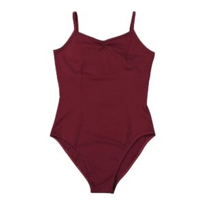 winying Womens Criss Cross Back Built In Shelf Bra Ballet Dance Leotard Gymnastic Bodysuit Dancewear Burgundy X-Large