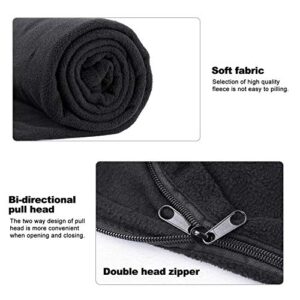 Fleece Sleeping Bag Liner Travel Sheet Camping Sleep Sack Ultralight Zippered Storage Bag Full Sized Zipper Backpacking Blanket for Traveling, Camping, Hiking, Outdoor Activities (Black)