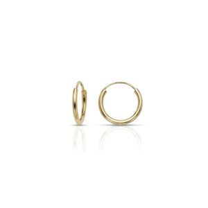 14k yellow gold endless hoop earrings 11x1.3mm