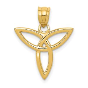 jewelry stores network 14k polished yellow gold open-back celtic triquetra symbol pendant 25 mm x 20 mm