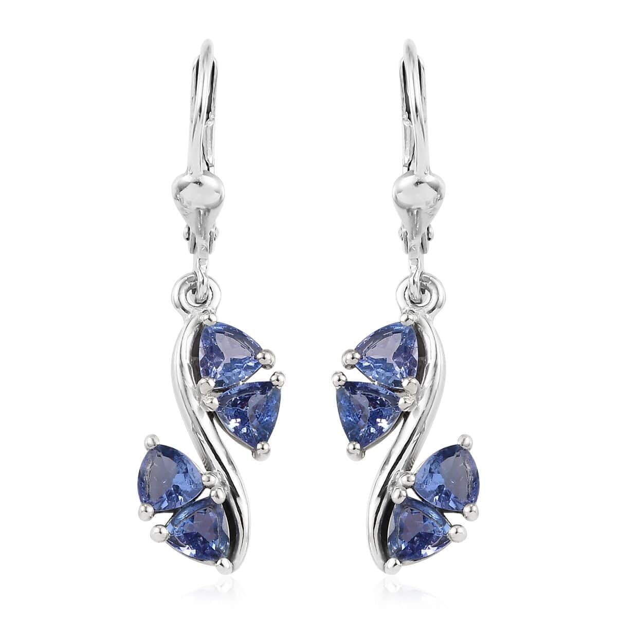 Shop LC Tanzanite Dangle December Birthstone Earrings For Women 925 Sterling Silver Platinum Plated Lever Back Trillion Blue Birthday Gifts for Women Ct 1.6