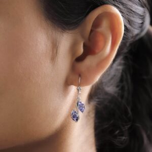 Shop LC Tanzanite Dangle December Birthstone Earrings For Women 925 Sterling Silver Platinum Plated Lever Back Trillion Blue Birthday Gifts for Women Ct 1.6