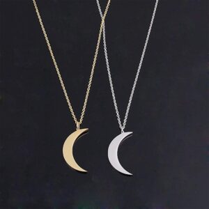 Glimmerst Crescent Moon Necklace, 18K Gold Plated Stainless Steel Crescent Moon Pendant Necklace Delicate Dainty Crescent Necklace for Women