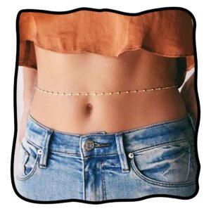 nicute boho waist chain simple belly chains summer beach body accessories jewelry for women and girls (gold)